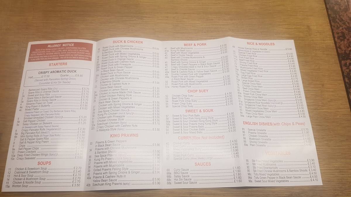 Menu at Happy House Chinese fast food, Clacton-on-Sea