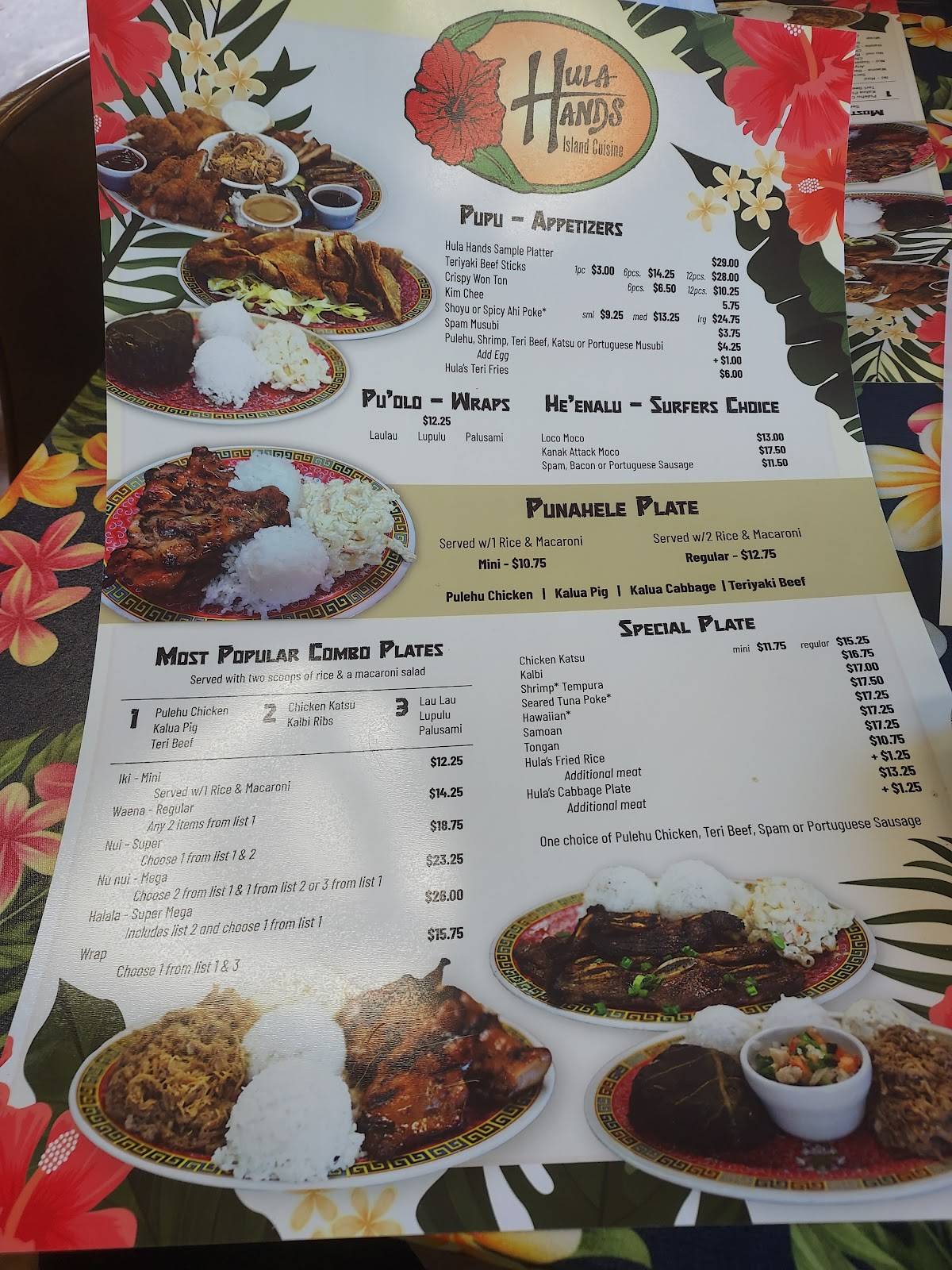 Menu at Hula Hands Restaurant, Anchorage, Mountain View Dr
