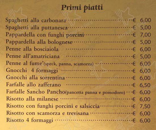 Speisekarte von Il Castello restaurant, Mailand, Largo dei Gelsomini 6