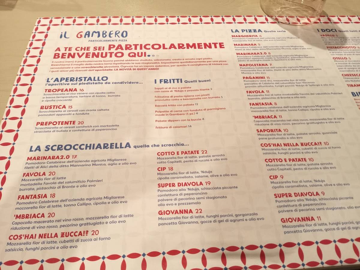 Menu da Il Gambero - Falerna ristorante, Falerna Marina