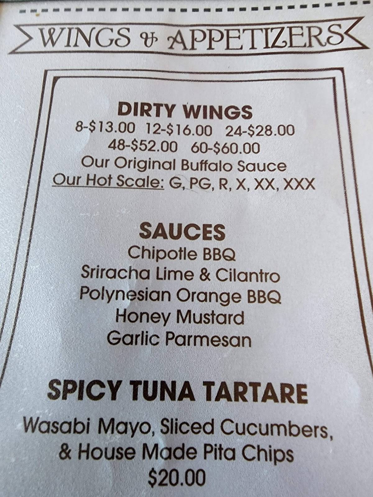 Menu at Jack Rabbit's Burgers, Wings and Things restaurant, Old Saybrook