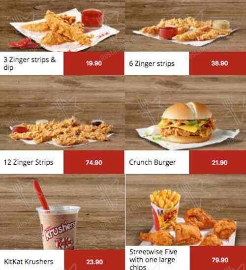 Menu at KFC Meer-En-See restaurant, Richards Bay, 53 Anglers Rod