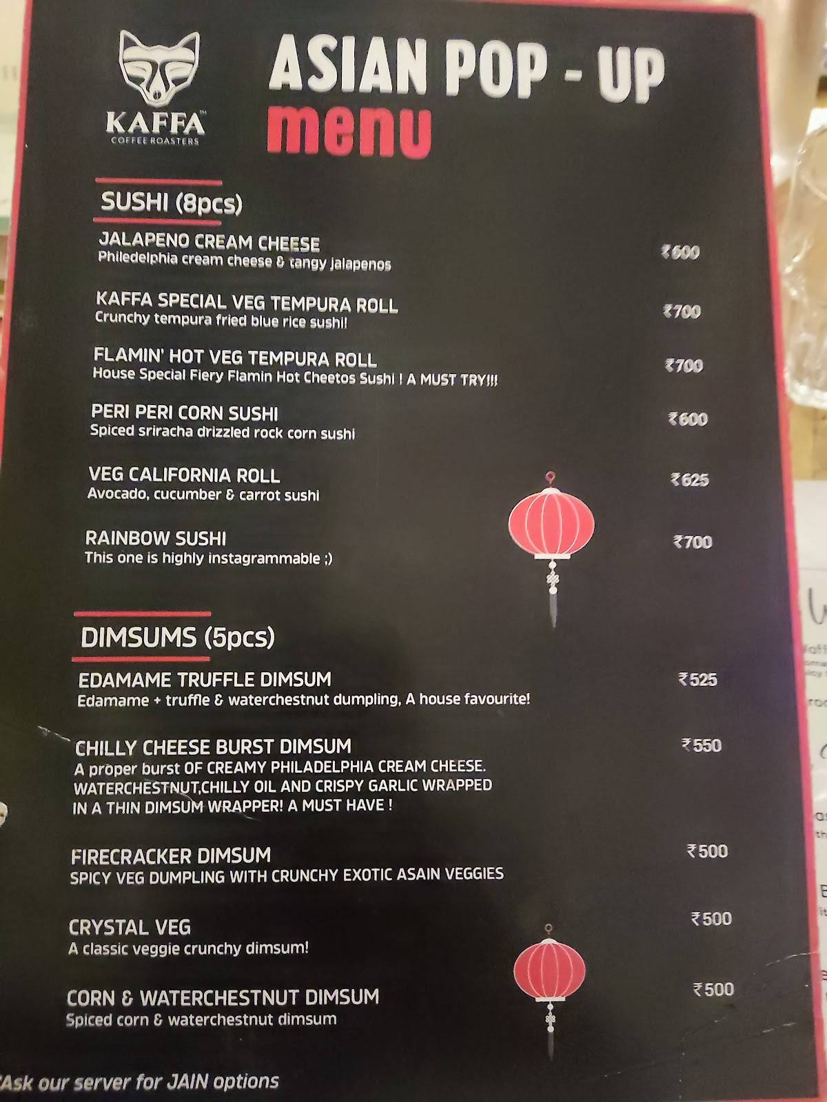 Menu at Kaffa Coffee Roasters, Ahmedabad, Ground Floor