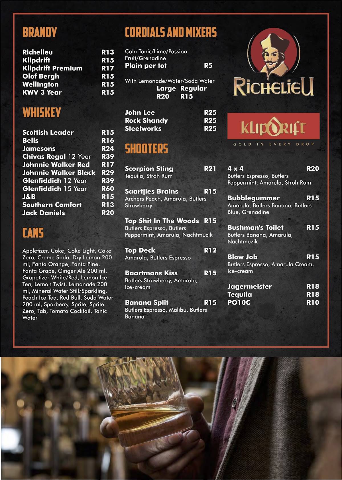 Menu at Kalahari.fish restaurant, Bloemfontein