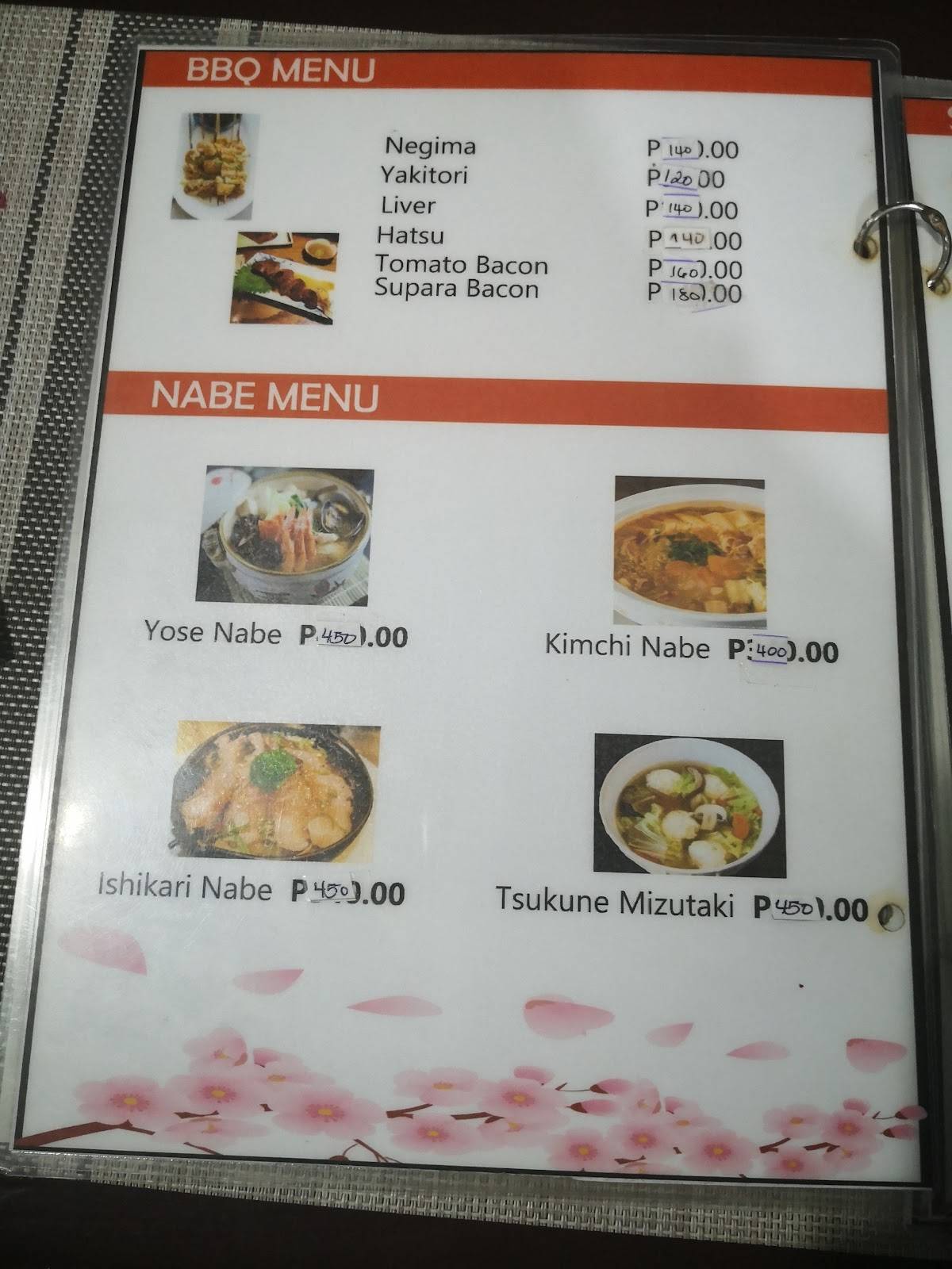 Menu at Kyo Hachi Japanese Restaurant, General Trias