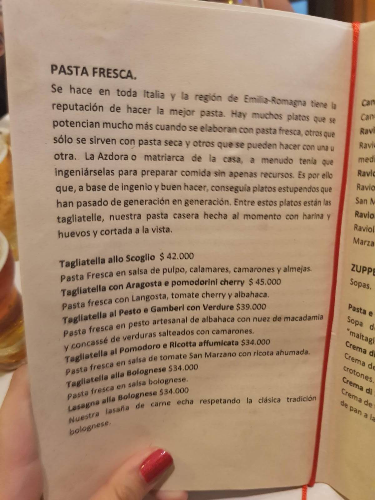 Carta del restaurante La Bota, Barranquilla