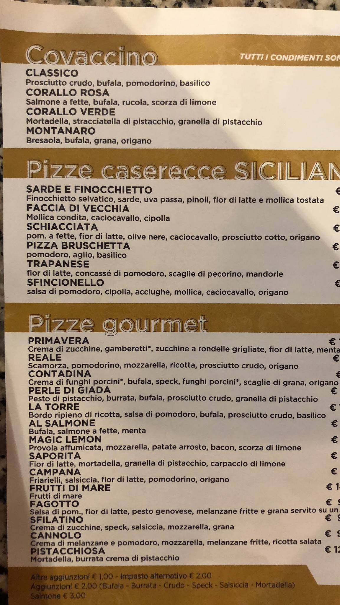 Menu da La Torre Ristorante pizzeria, Carini