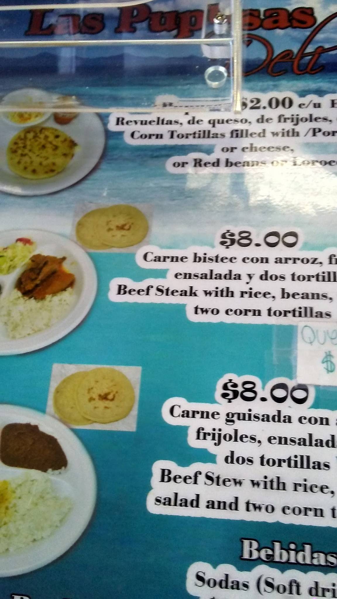 Menu at Las Pupusas Deli restaurant, Charlotte