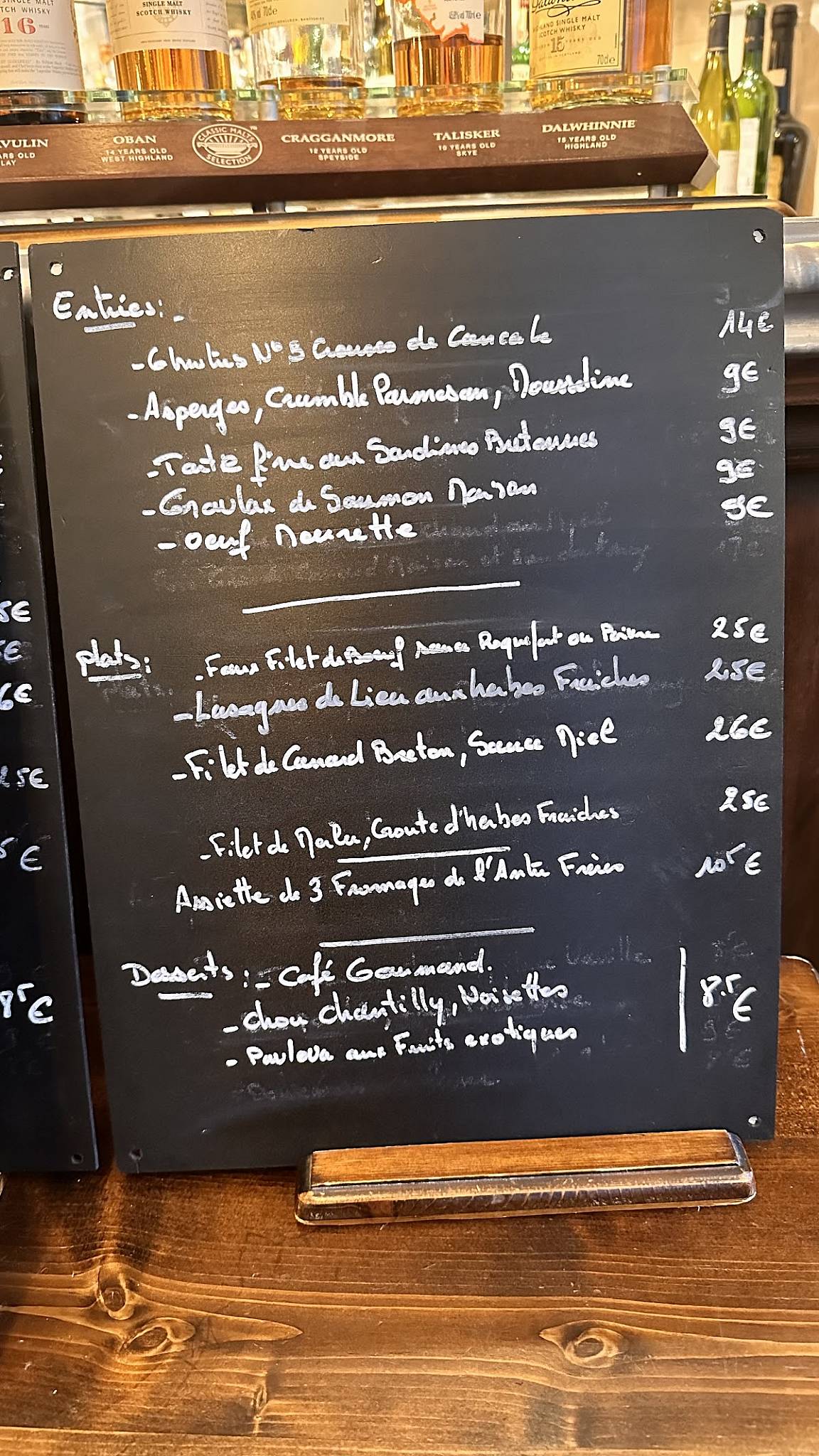 Menu at Le Bistro de Jean restaurant, St-Malo