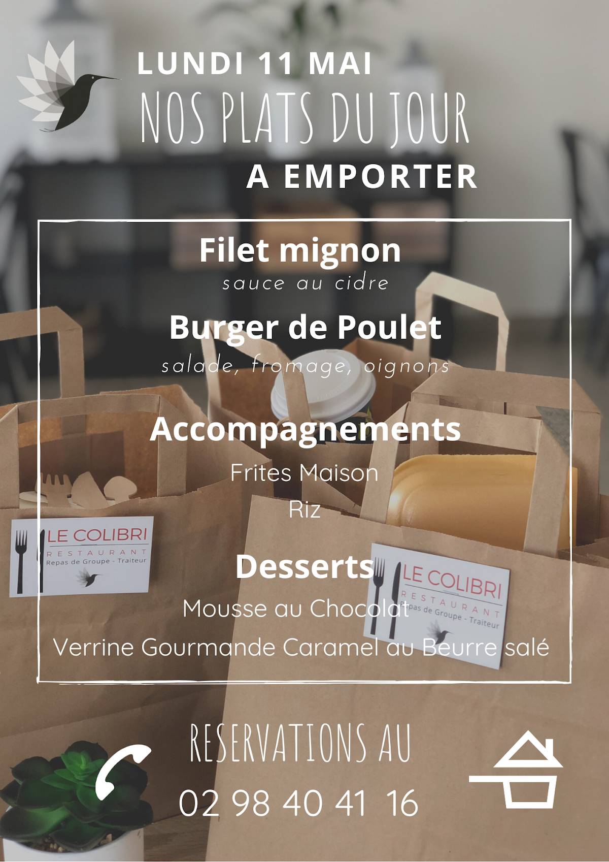 Menu au Le Colibri restaurant, Plabennec