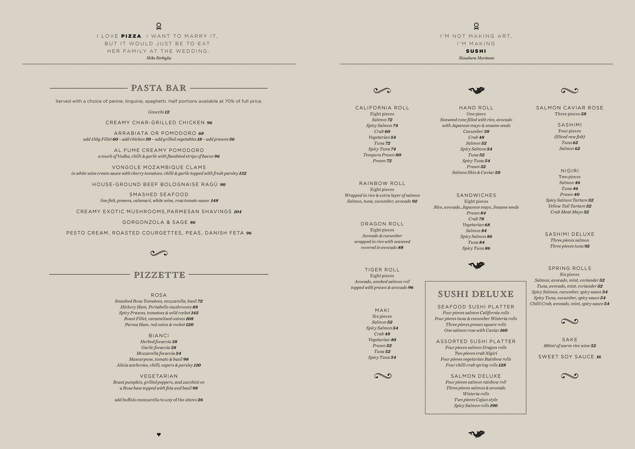 Menu at Life Grand Cafe Waterfront, Cape Town, 2 Pierhead Road