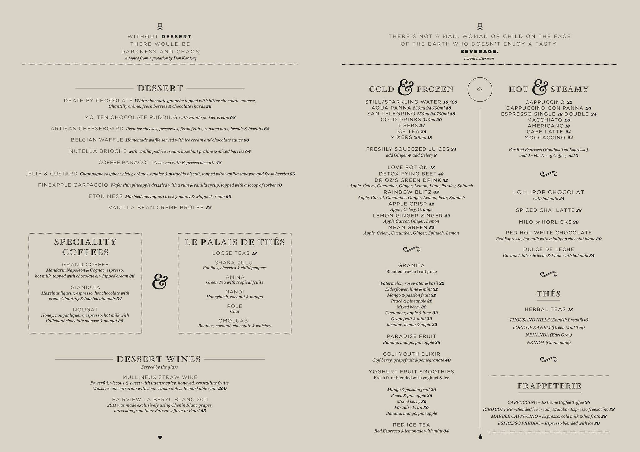 Menu at Life Grand Cafe Waterfront, Cape Town, 2 Pierhead Road