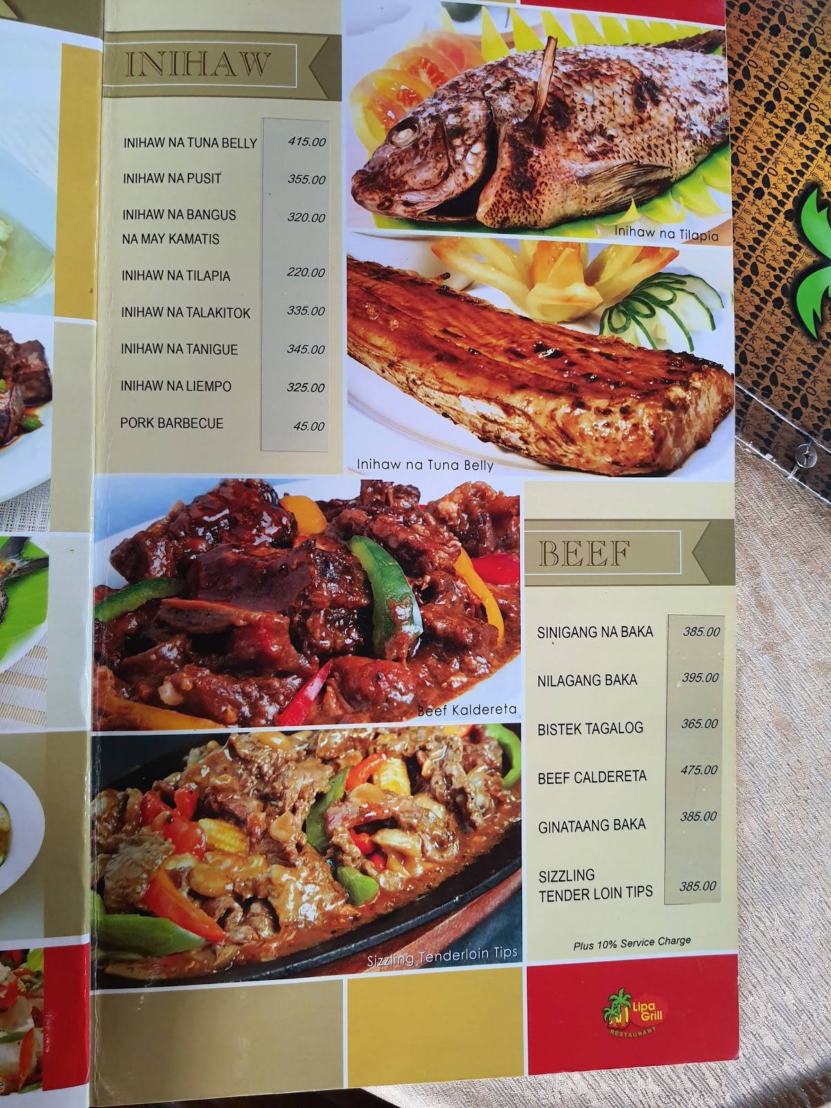 Menu at Lipa Grill restaurant, Lipa