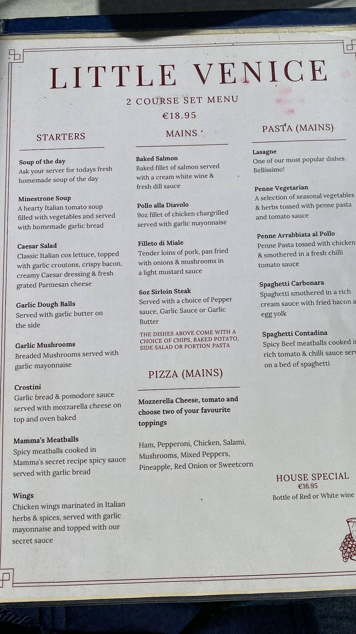 Menu at Little Venice Restaurant, Dublin, Old Airport Rd