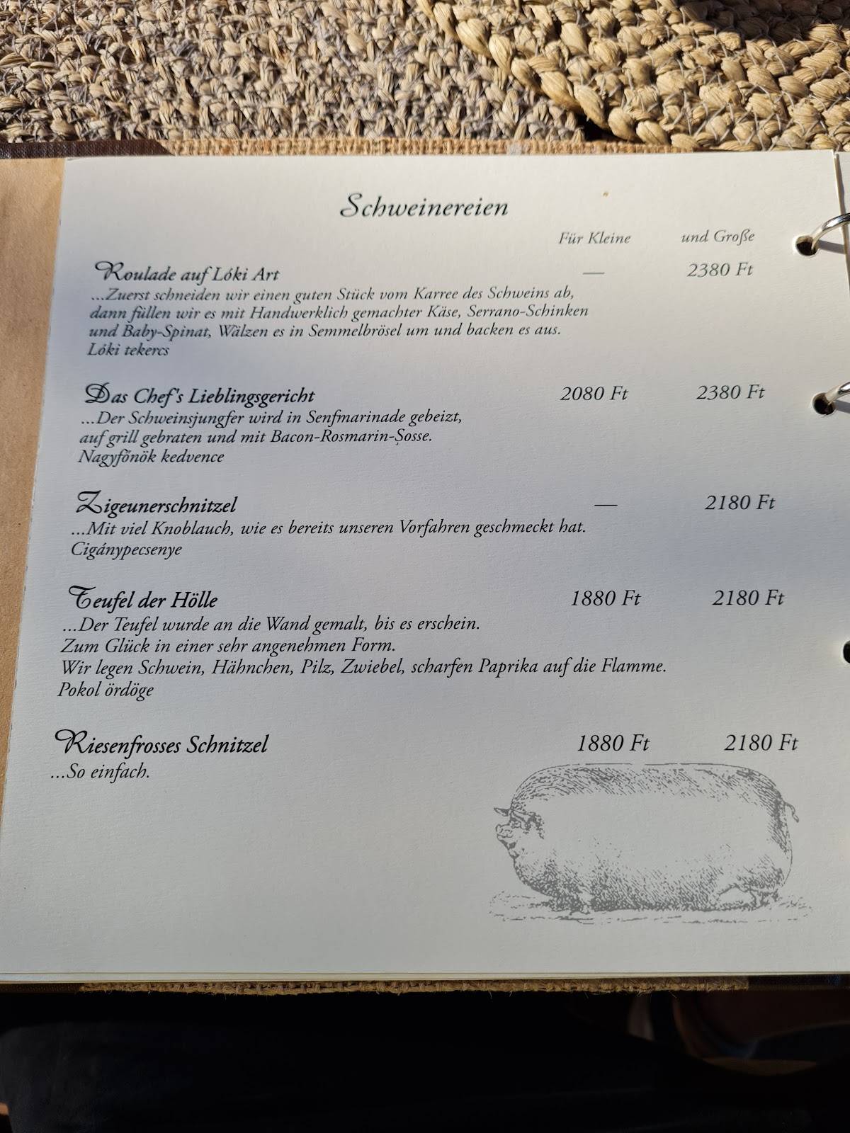 Menu at Lóki Csárda restaurant, Marcali, /1 hrsz