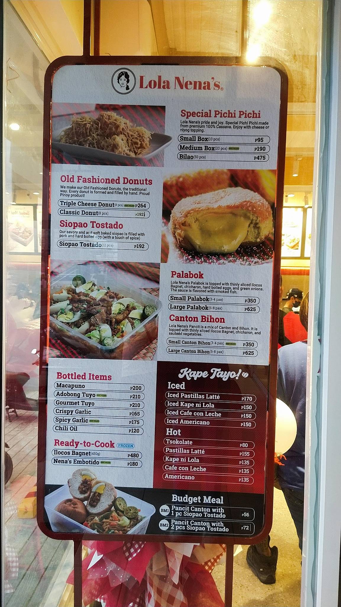 Menu at Lola Nena’s Calamba Branch restaurant, Calamba