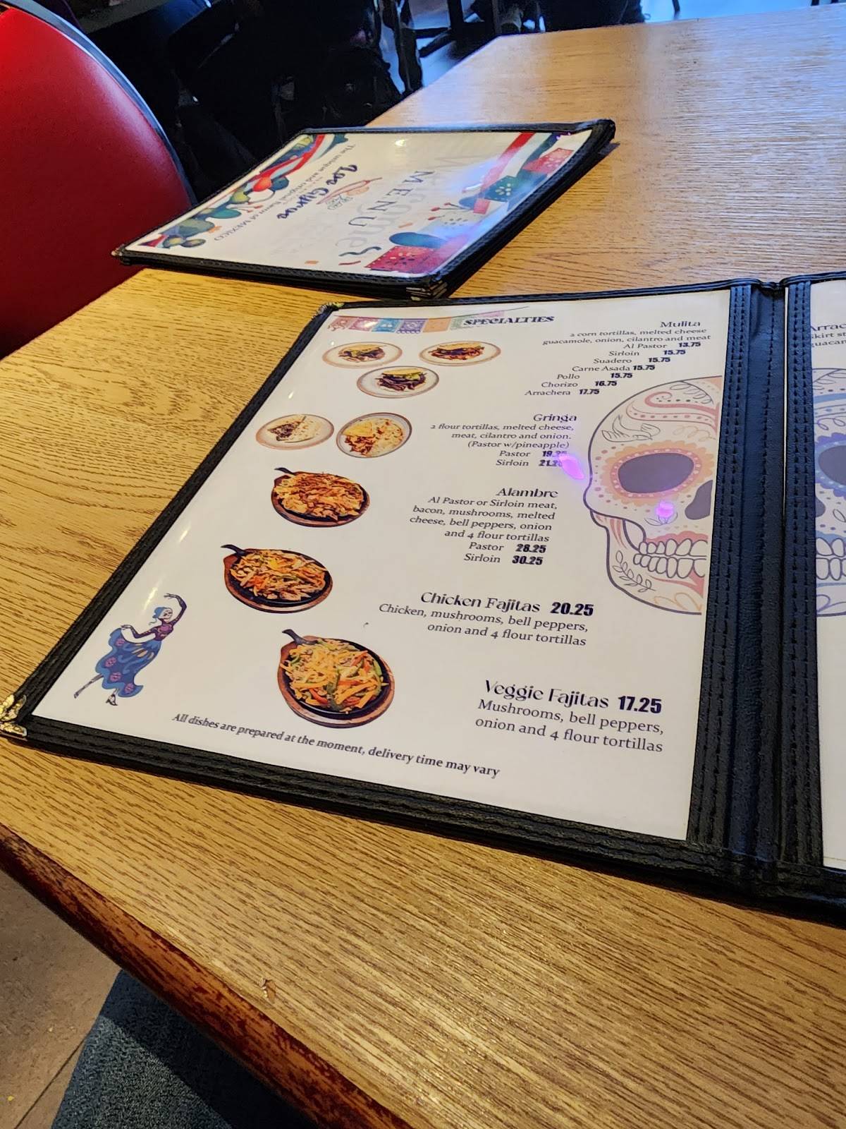 Menu at Los Gyros restaurant, Toronto