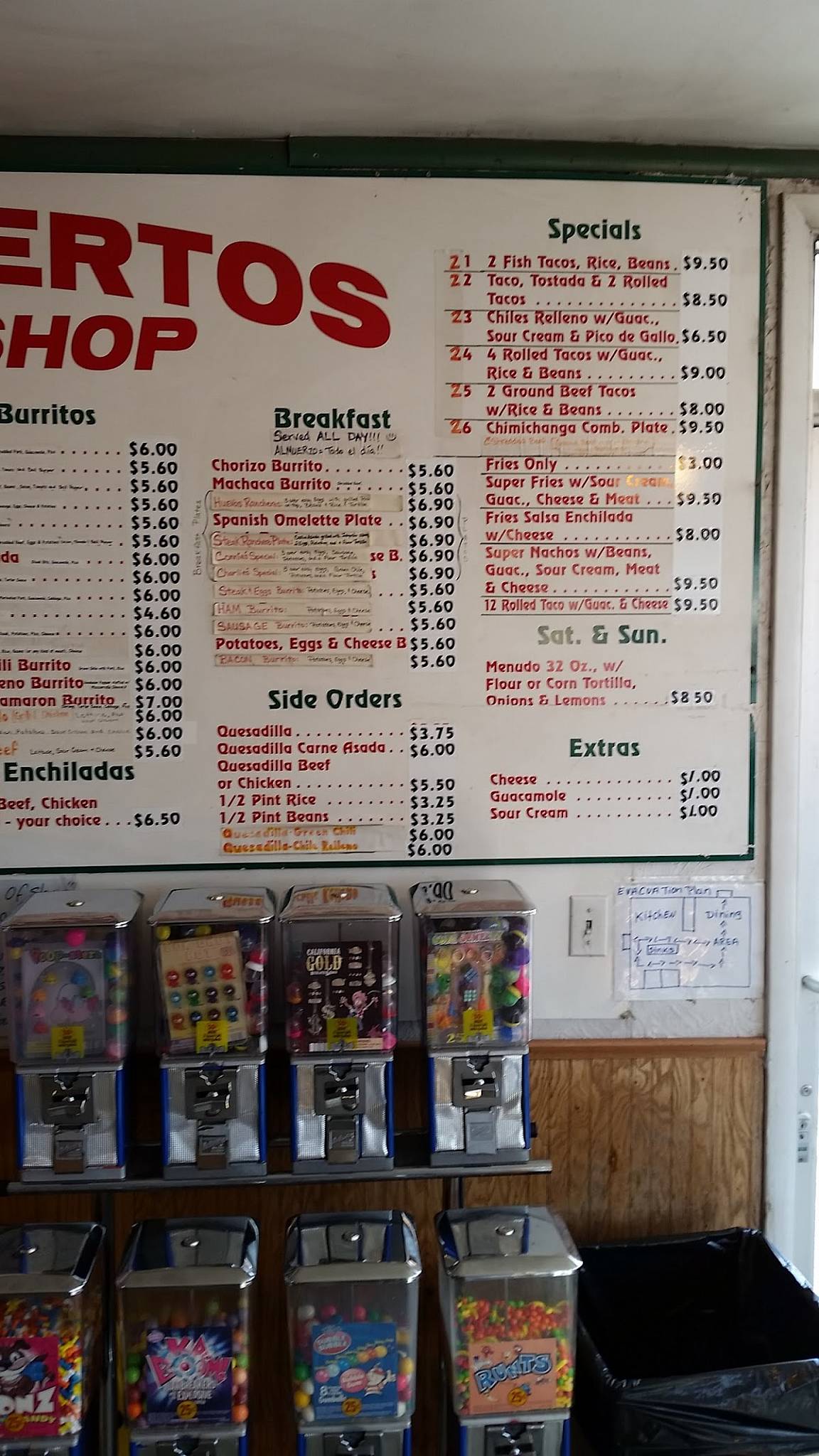 Menu at Los Jilbertos Mexican Fast Food, Wellington