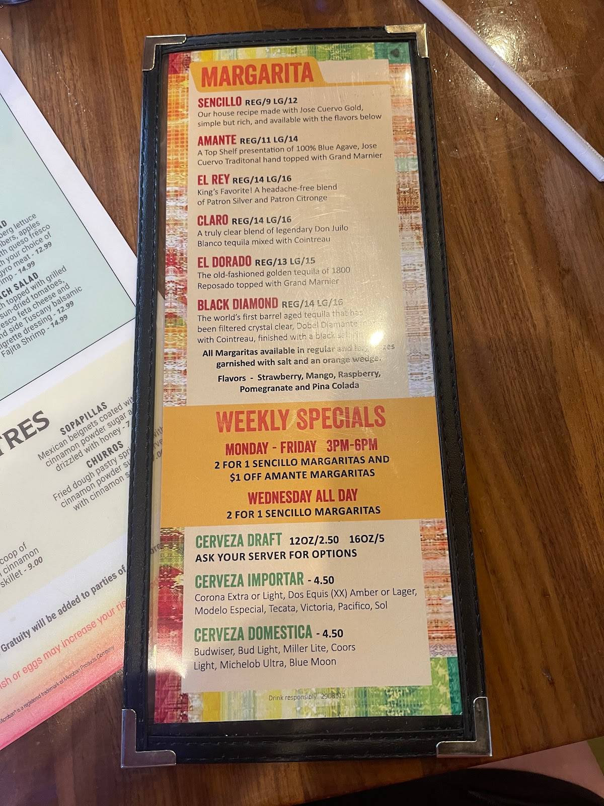 Menu at Los Reyes Mexican Grill restaurant, Baton Rouge, Coursey Blvd