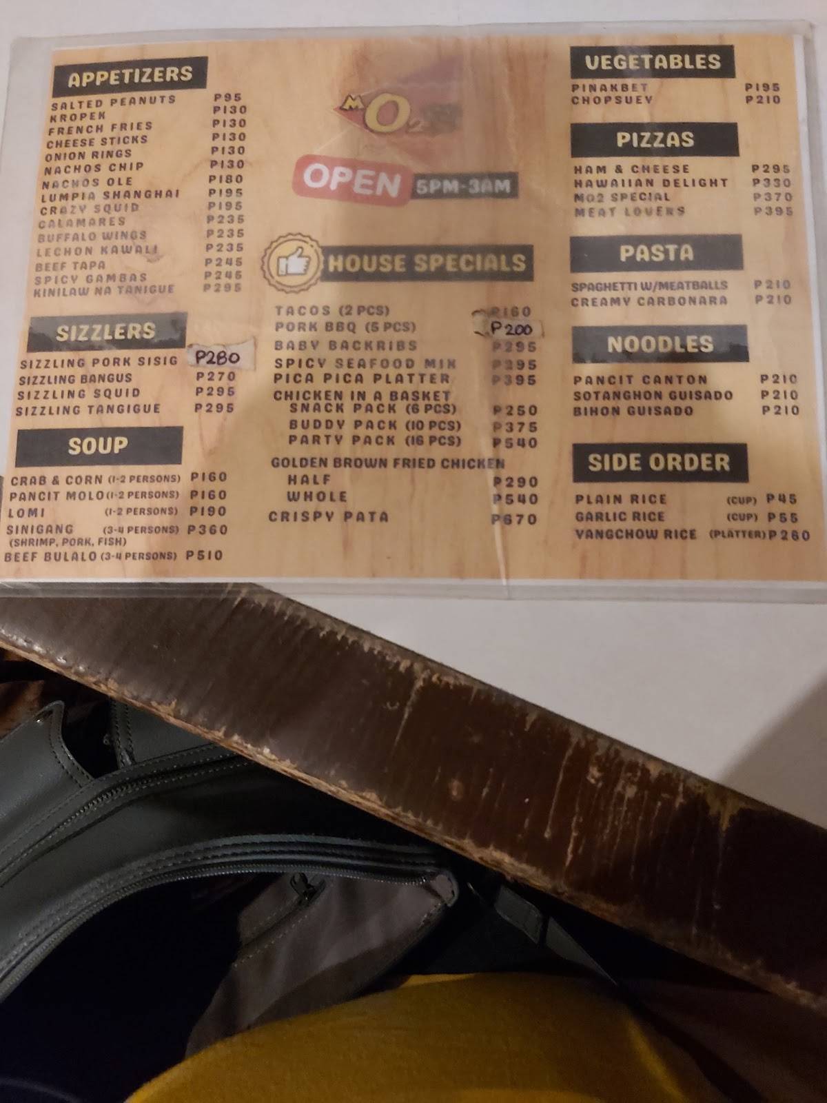 Menu at MO2 Restobar Cebu, Mandaue City, Cebu N Rd