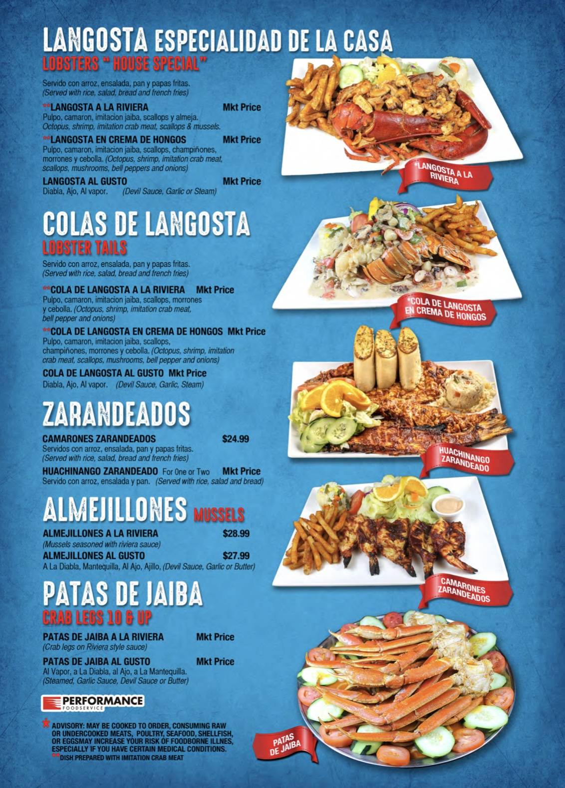 Menu at Mariscos La Riviera Nayarit restaurant, Norcross