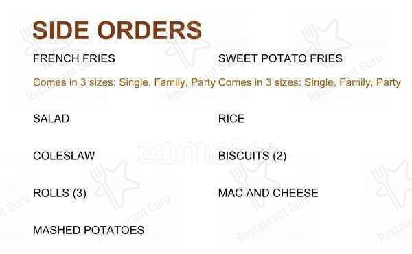 Menu at Mike's Chicken restaurant, Dallas, Maple Ave