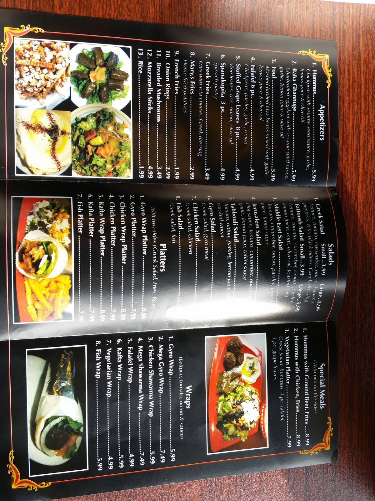 Menu at Milya Cafe, Blue Ash