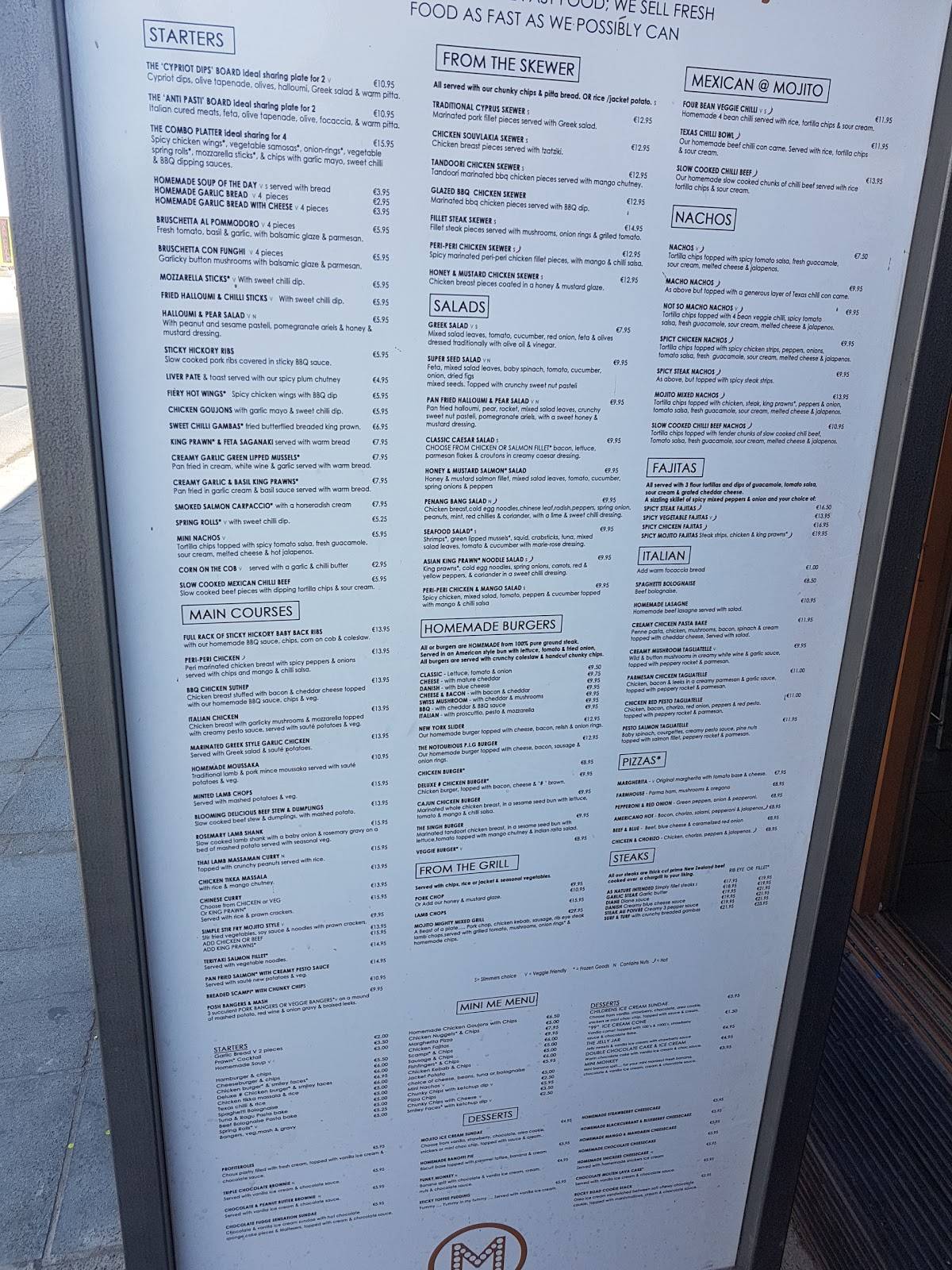 Menu at Mojito Bar & Grill, Pernera, 18 Aphrodite street Pernera Protaras