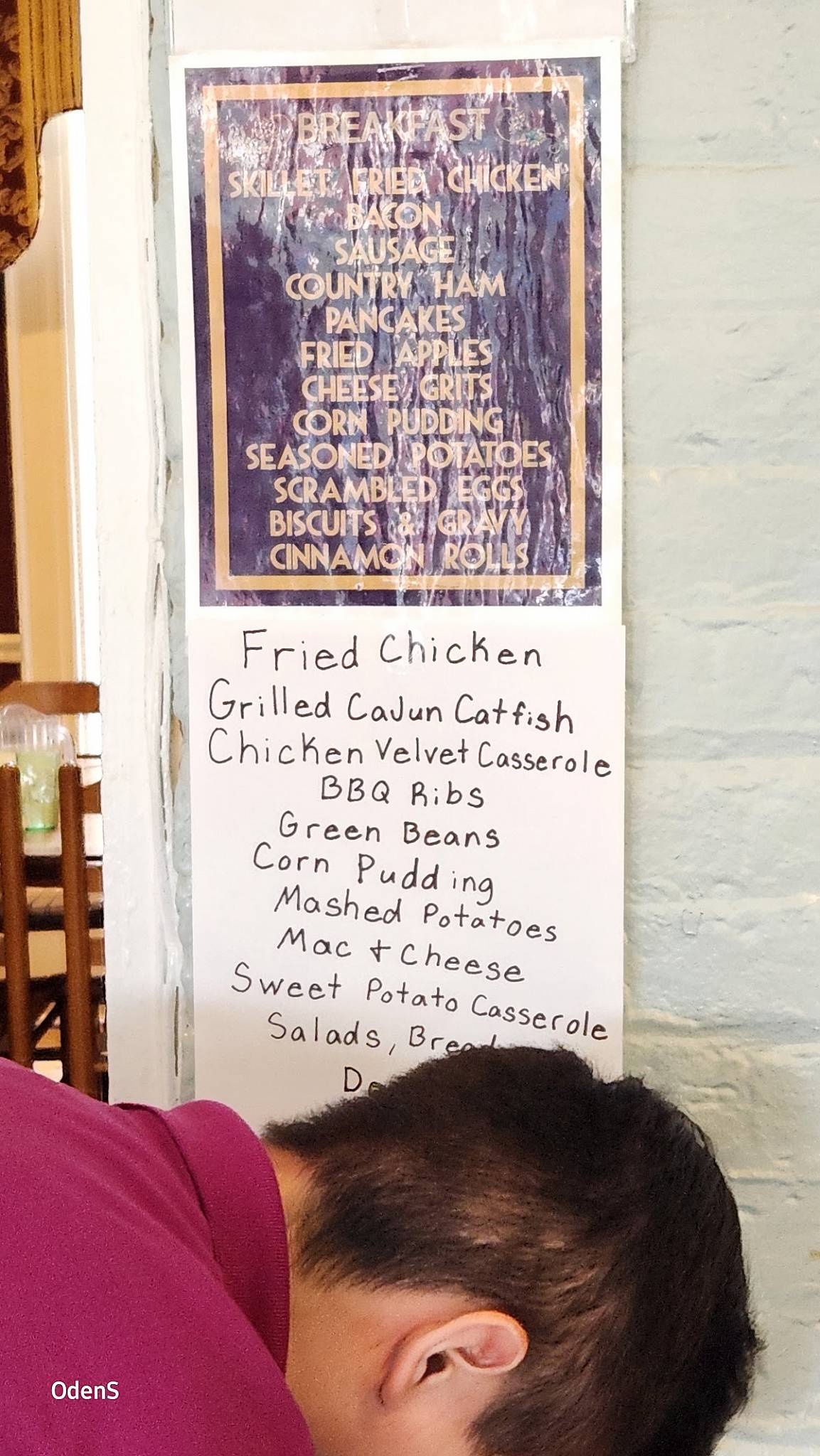 Menu at Monell's restaurant, Nashville, 6th Ave N