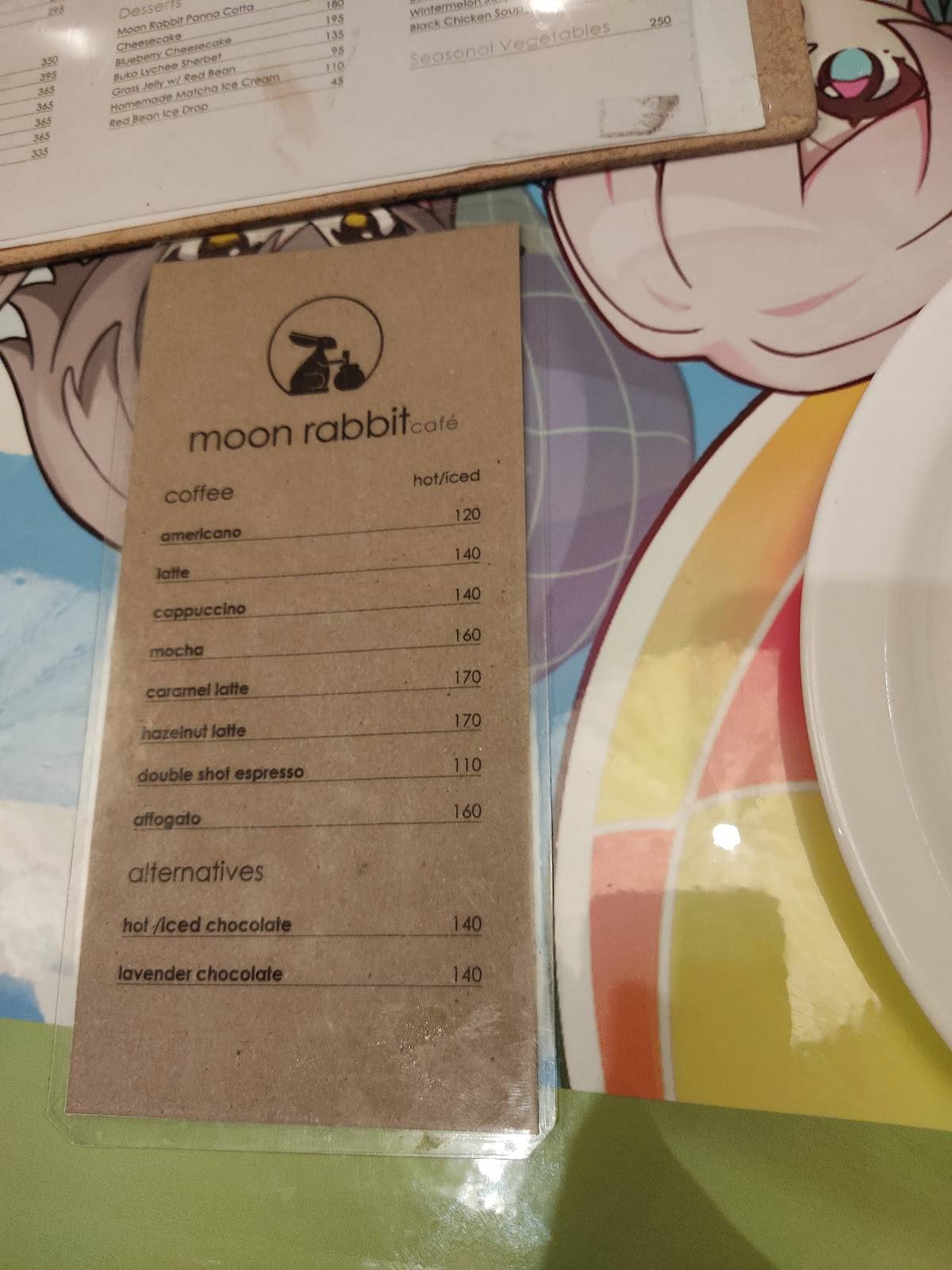 Menu at Moon Rabbit Cafe & Restaurant, San Juan