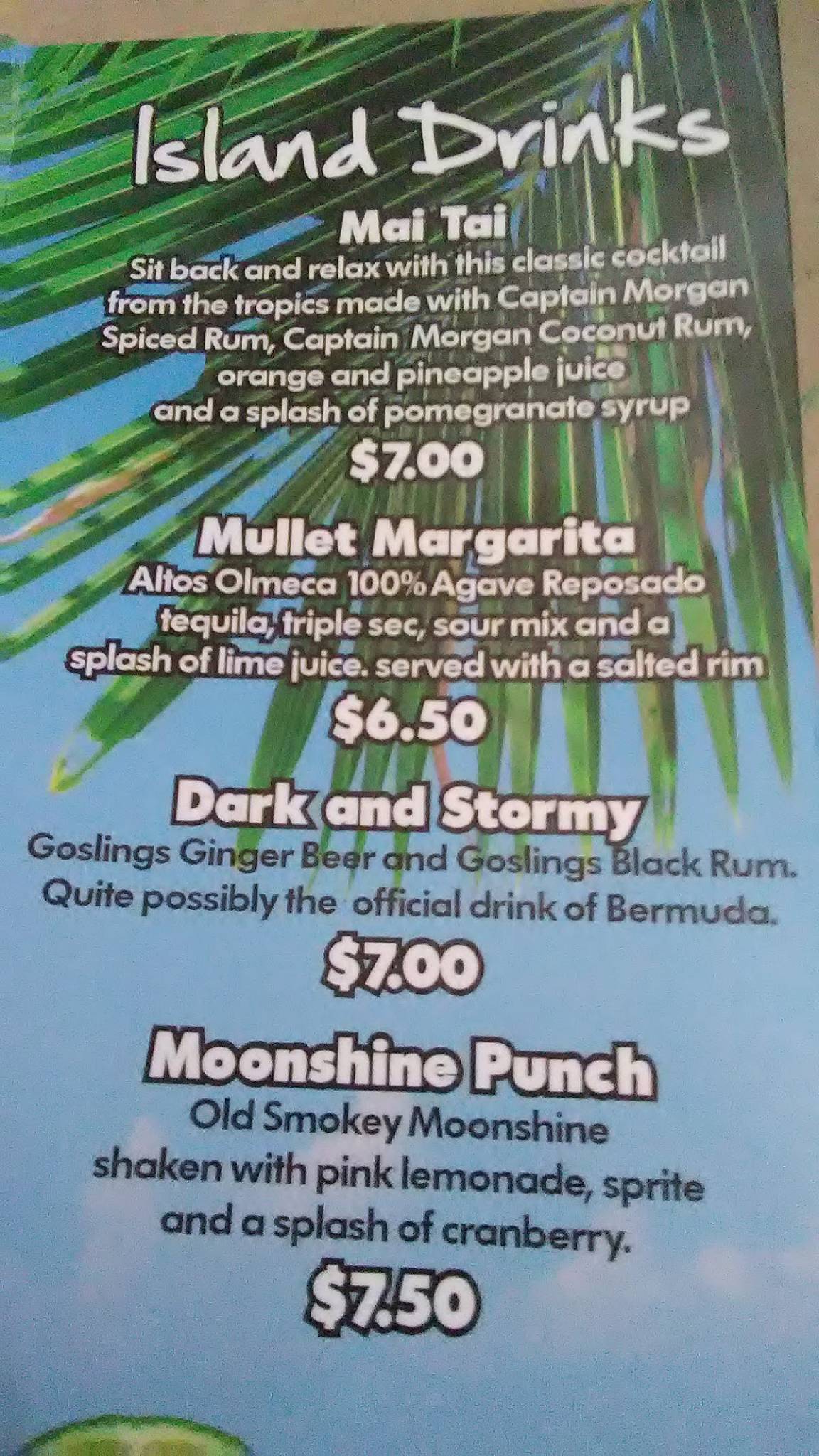 Menu at Mullet Bay Restaurant, Saint Simons Island, 512 Ocean Blvd