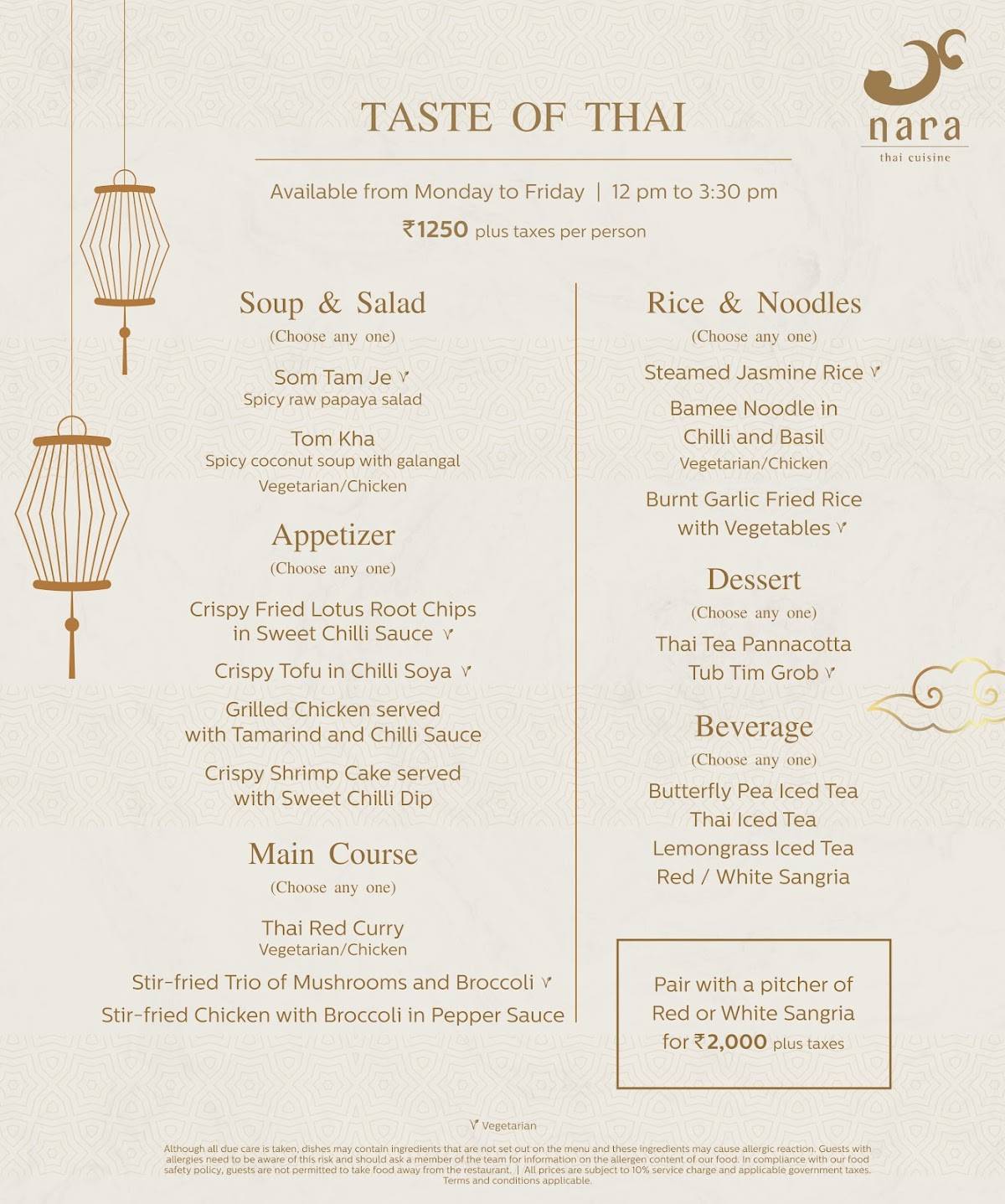 Menu at Nara Thai, BKC, Mumbai, Ground floor