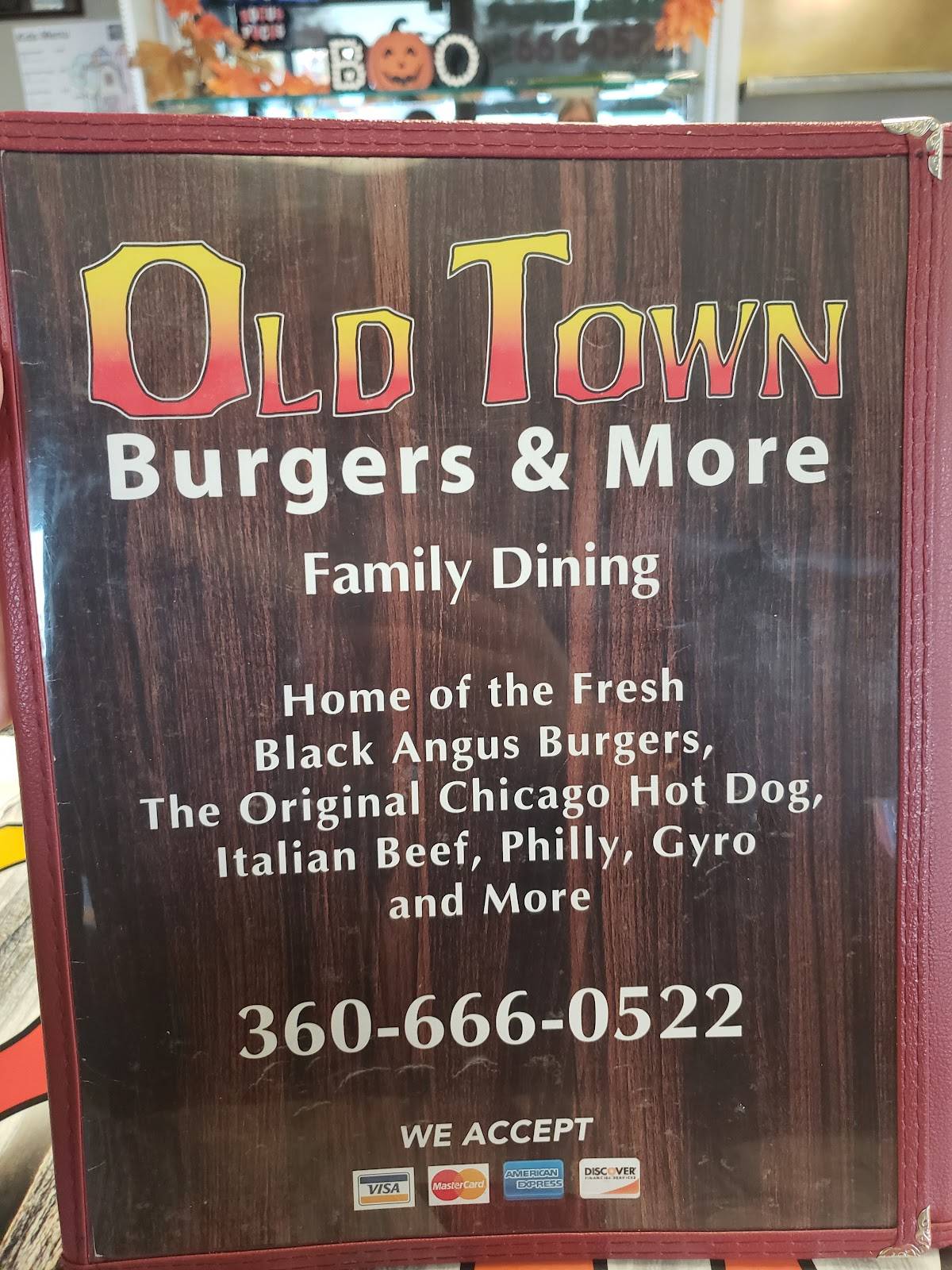 Menu at Old Town Burger & Breakfast restaurant, Battle Ground