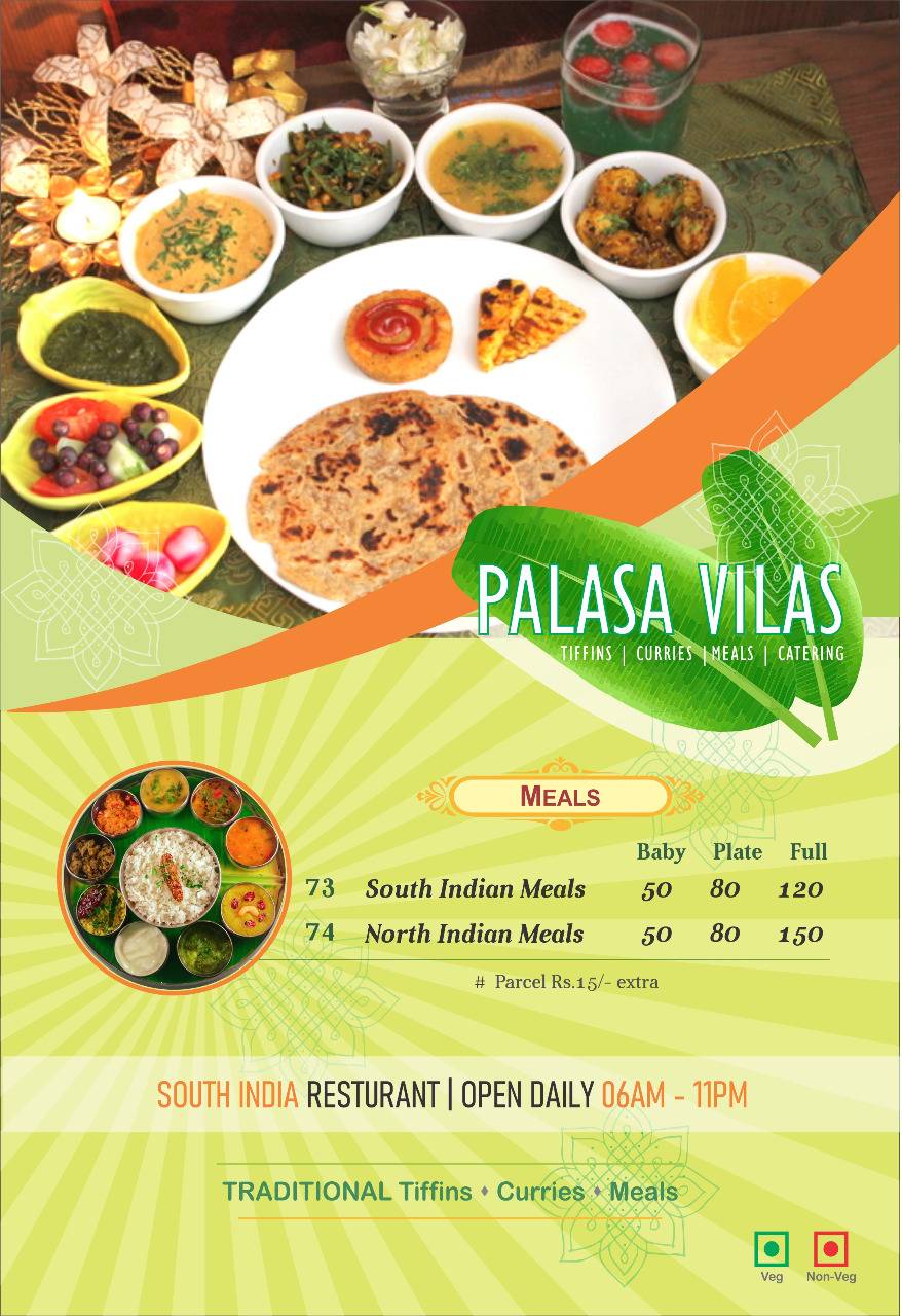 Menu at PALASA Vilas, Hyderabad