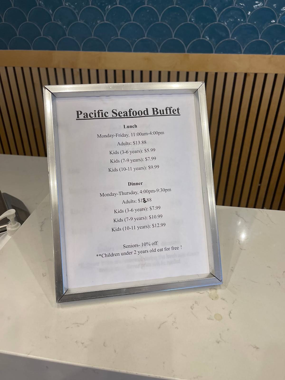 Menu at Pacific Seafood Buffet restaurant, Glendale, 5905 W Bell Rd