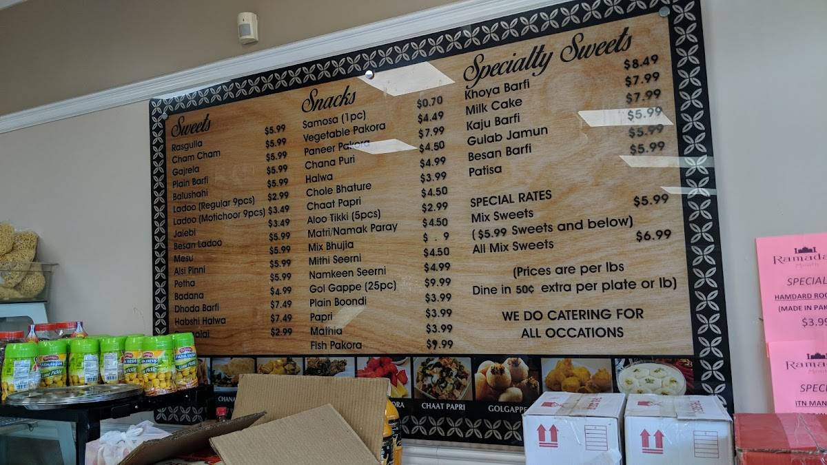 Menu at Pak Punjab Sweets & Samosa House restaurant, Surrey