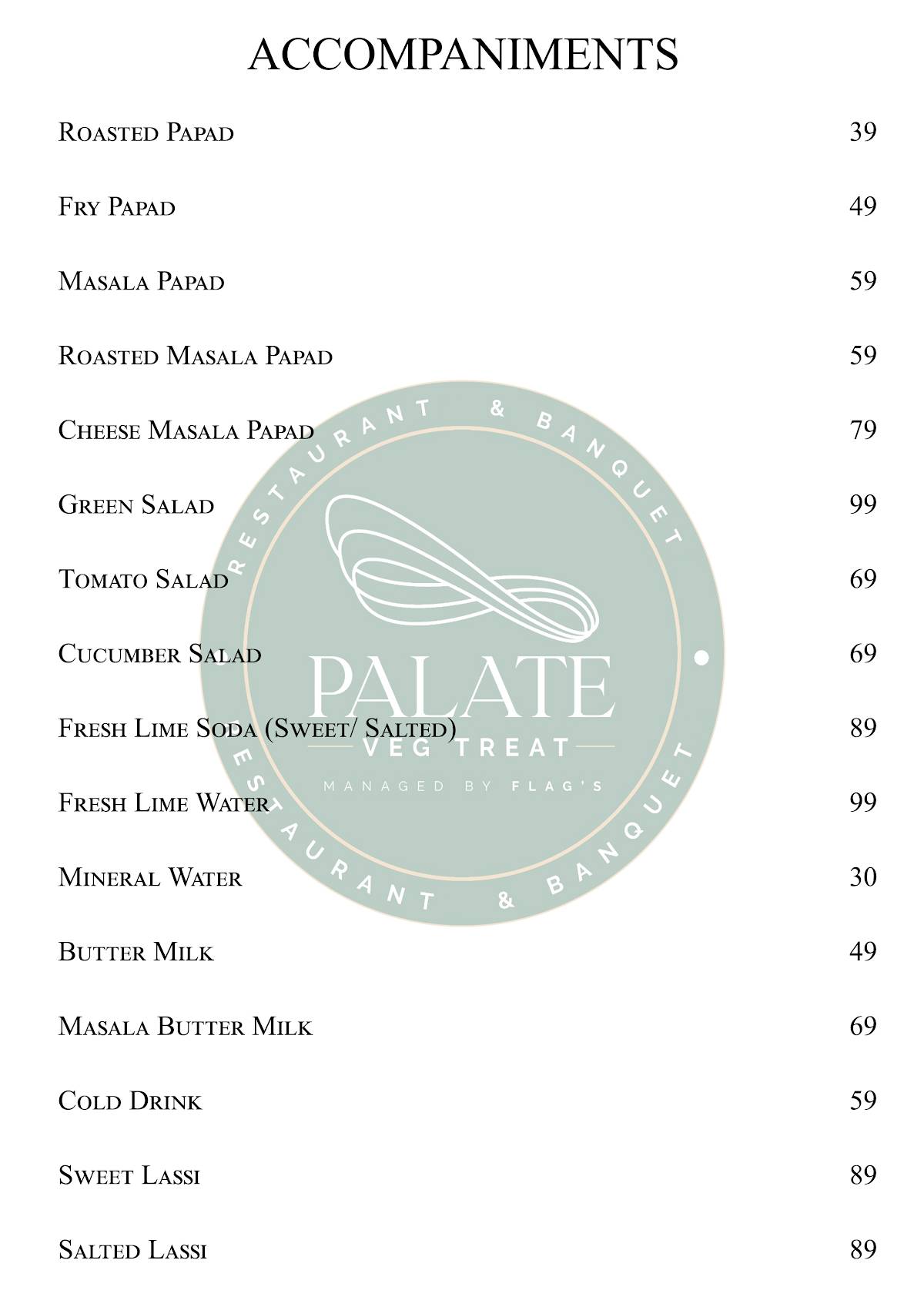 Menu at Palate Veg Treat Multi Cusine Restaurant, Jamnagar
