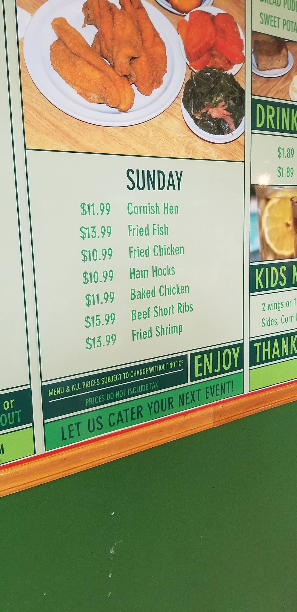 Menu at Priscilla's Ultimate Soulfood Cafeteria, Hazel Crest