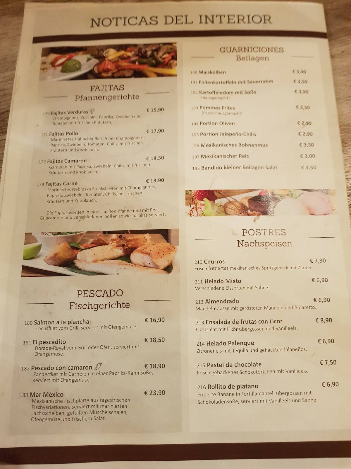 Speisekarte von Restaurant Pssst Bandido - Restaurante Mexicano ...