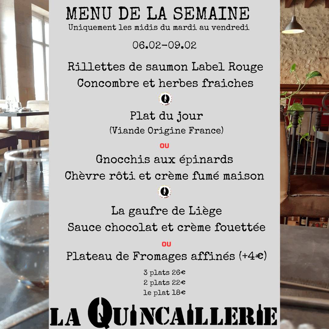 Menu au Restaurant Cave La Quincaillerie, Montendre
