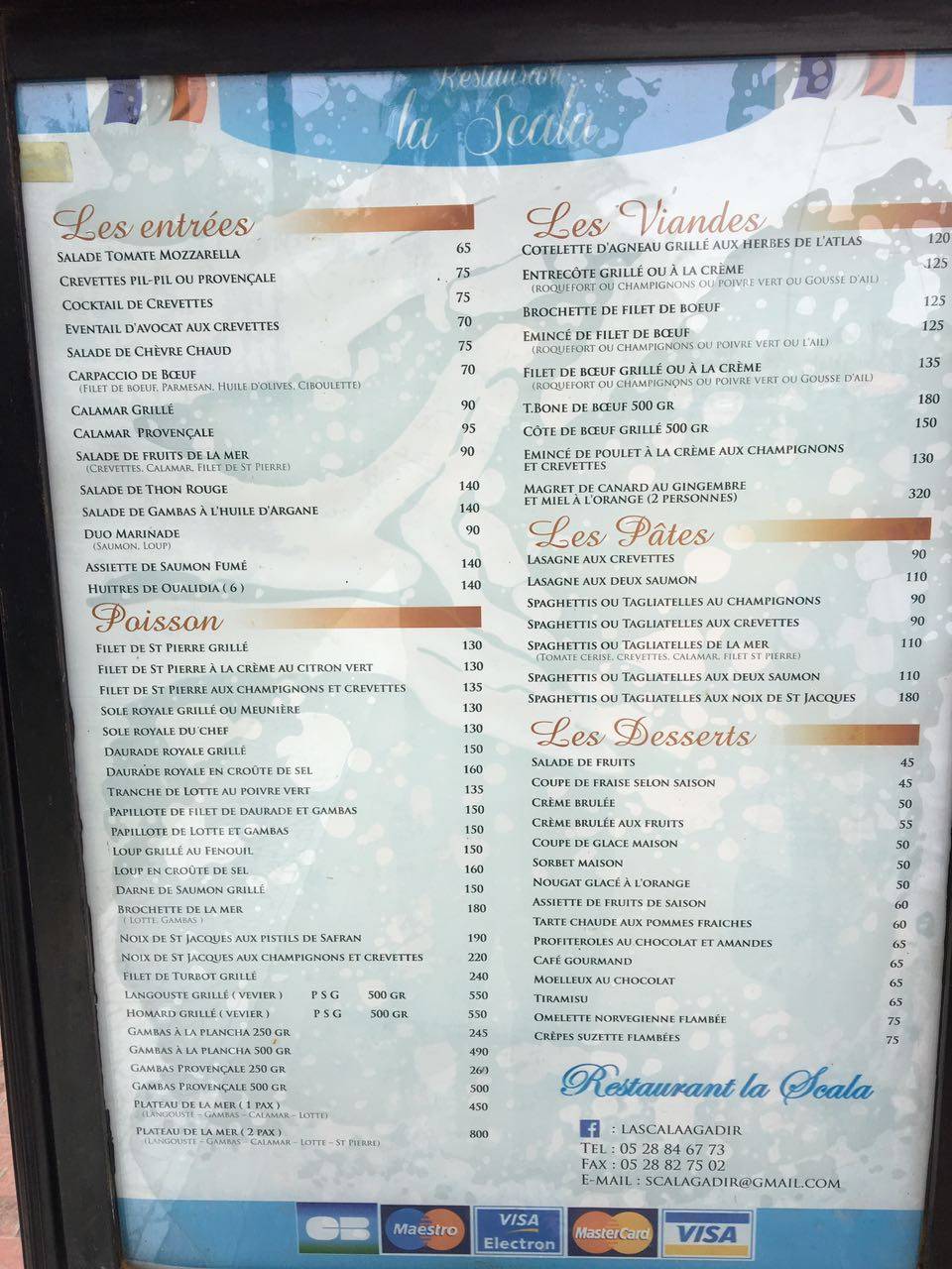 Speisekarte von Restaurant La Scala, Agadir