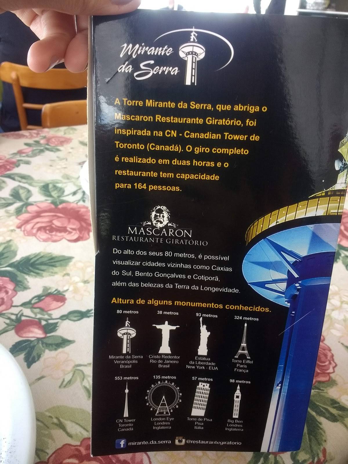 Menu em Mascaron Restaurante Giratório, Veranópolis