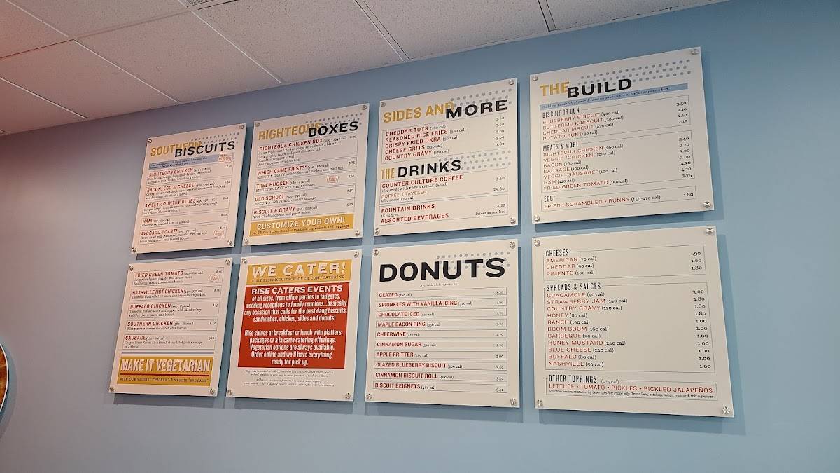 Menu at Rise Southern Biscuits Righteous Chicken restaurant, Thousand Oaks