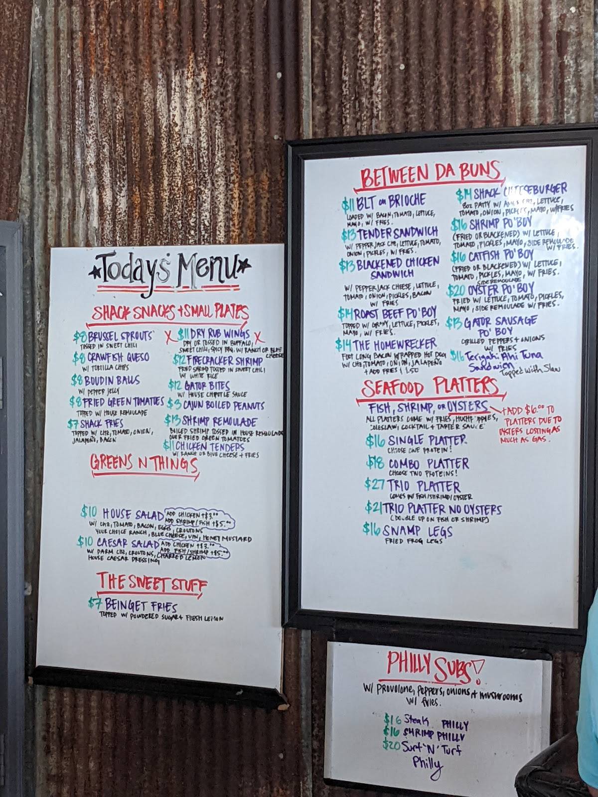 Menu at The River Shack restaurant, Mobile, Marina Dr S