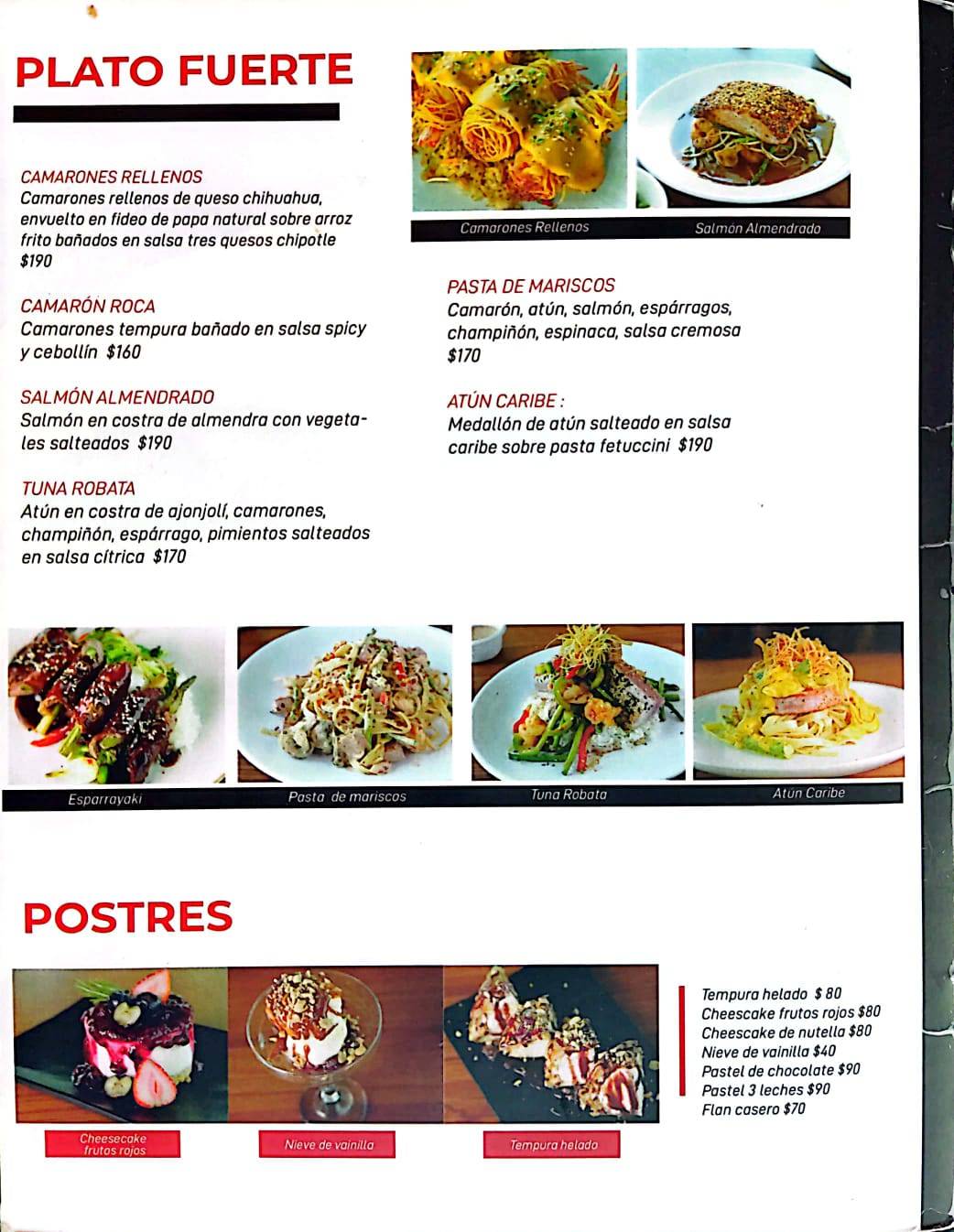 Carta de Robata Restaurant, Los Mochis
