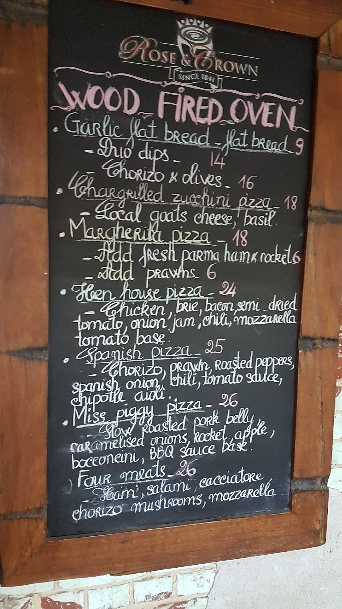 Menu at Rose & Crown Hotel restaurant, Guildford