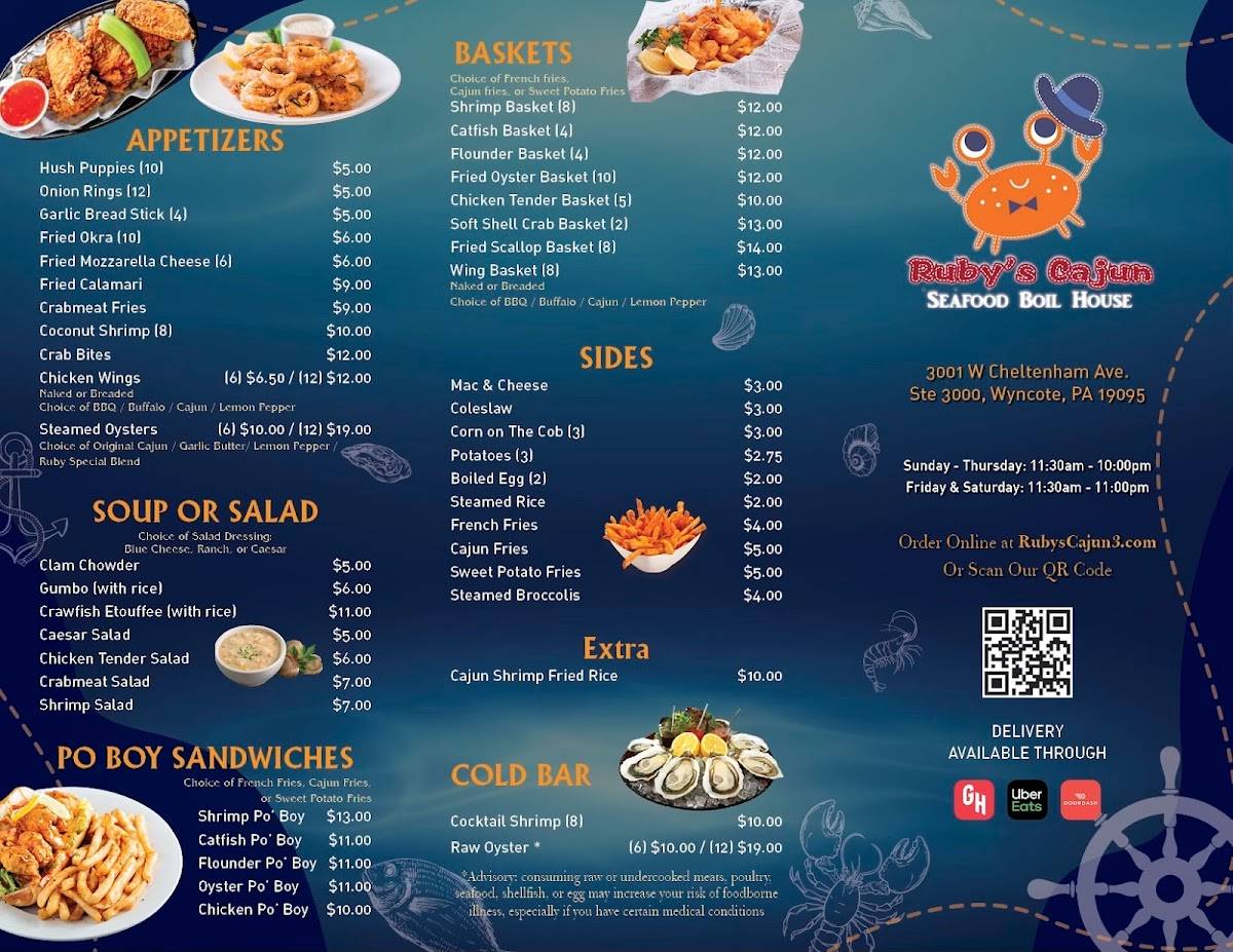 Menu at Ruby’s Cajun Seafood Boil & Bar, Springfield
