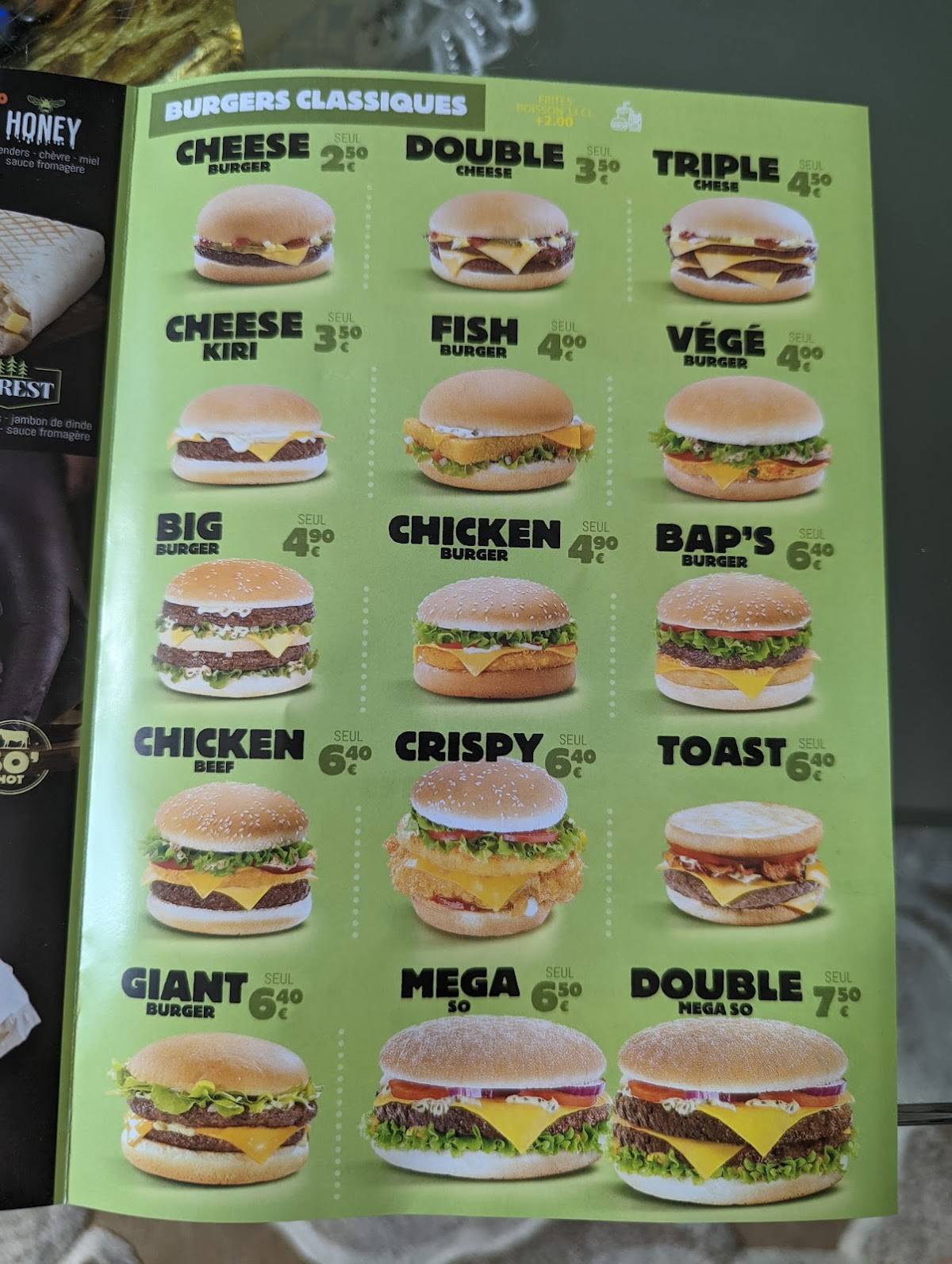 Menu au SO EAT restaurant, Scionzier