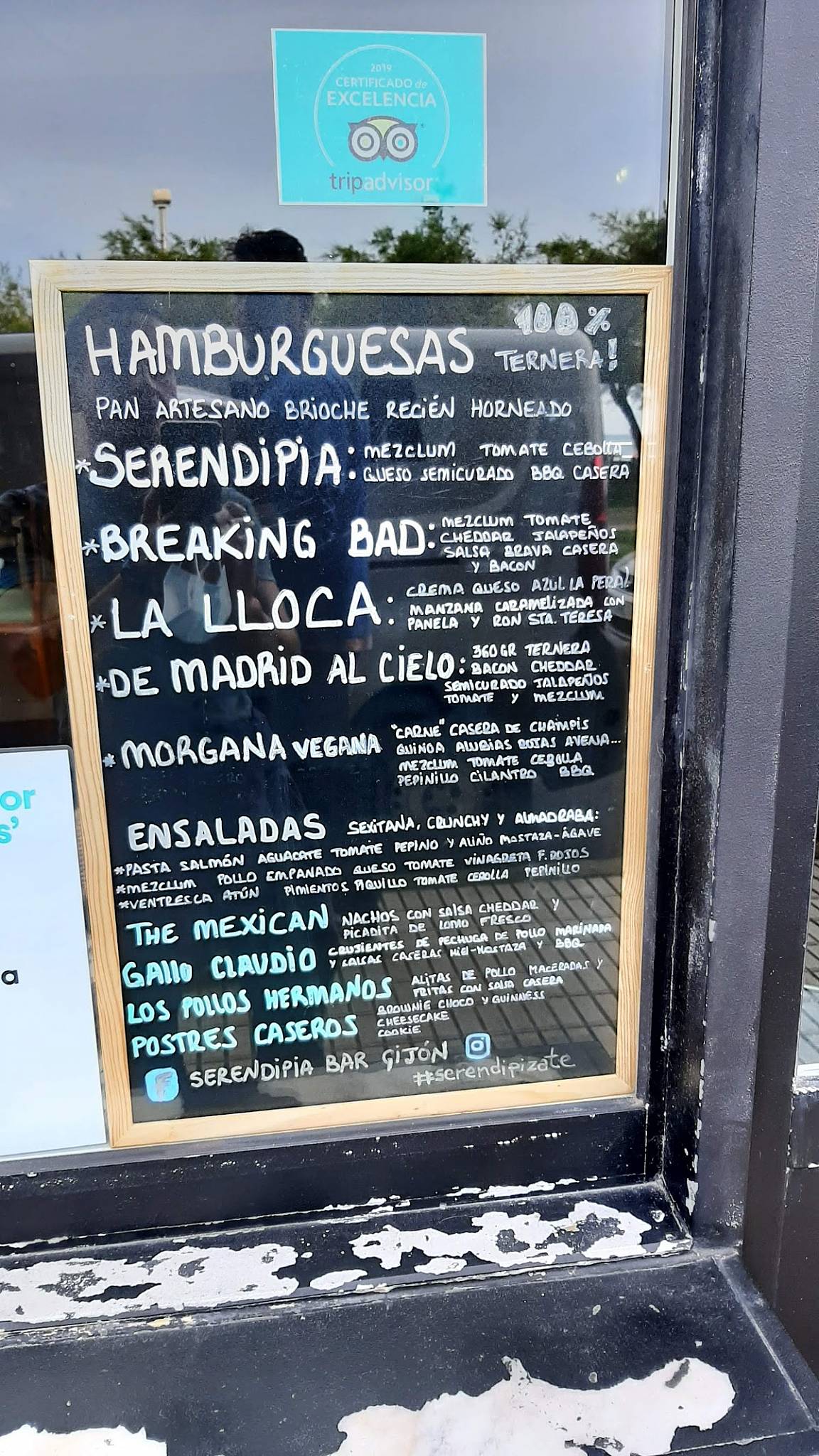 Carta de Serendipia Bar Food & Sweet, Gijón