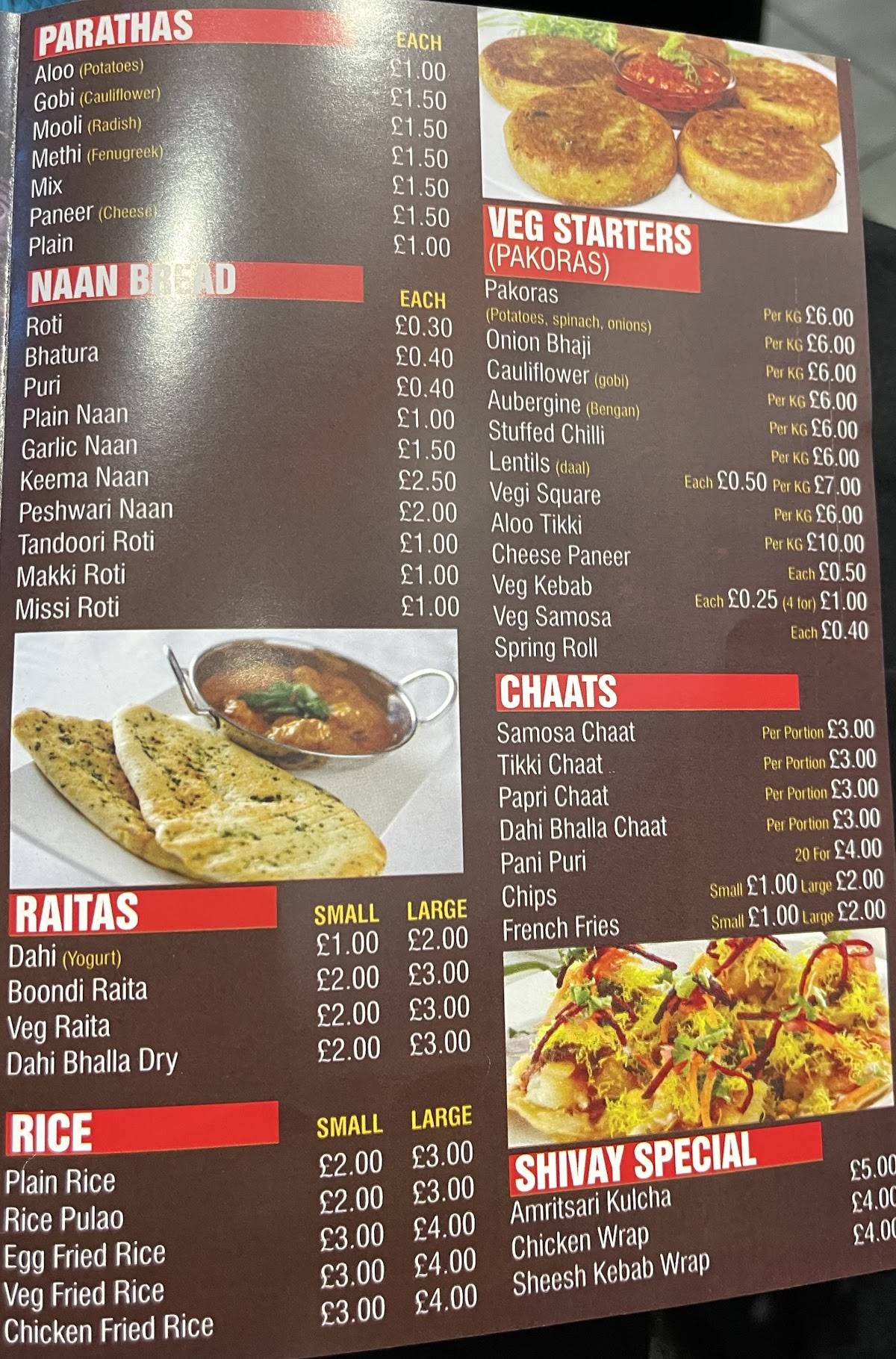 Menu at Shivay Indian Sweets restaurant, Tipton